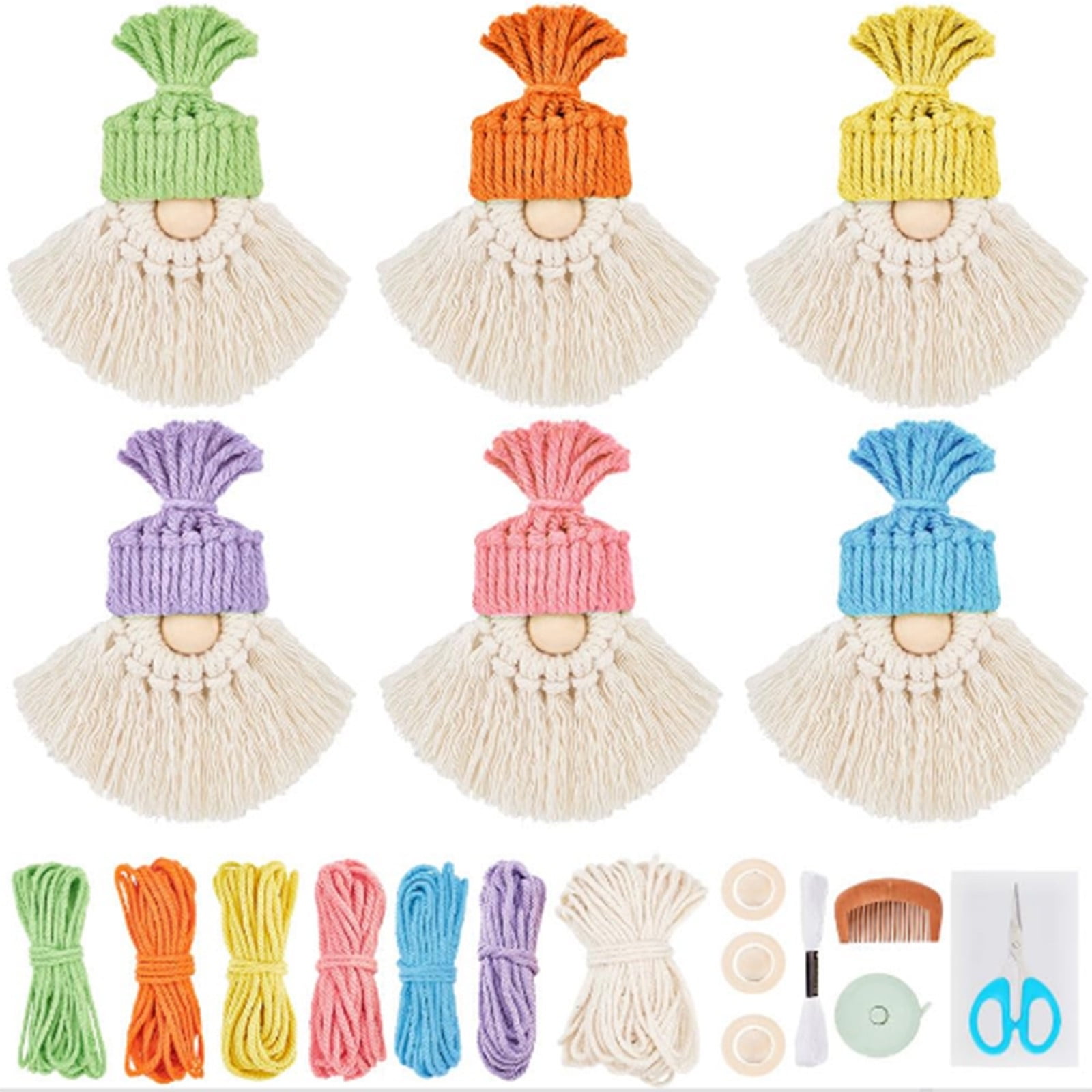 CASAFUN DIY Macrame Gnomes Kit Macrame Gnomes with Instruction Macrame ...