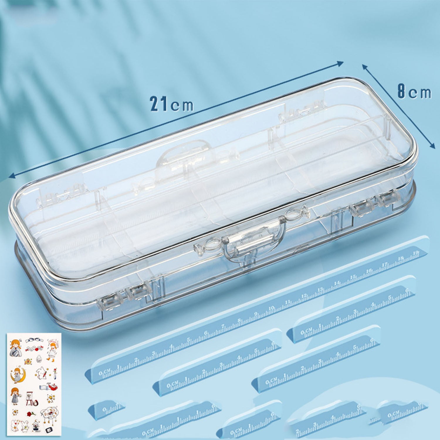 CASAFUN Double Deck Pencils Box Clear Plastic Stationery Box with 4 ...