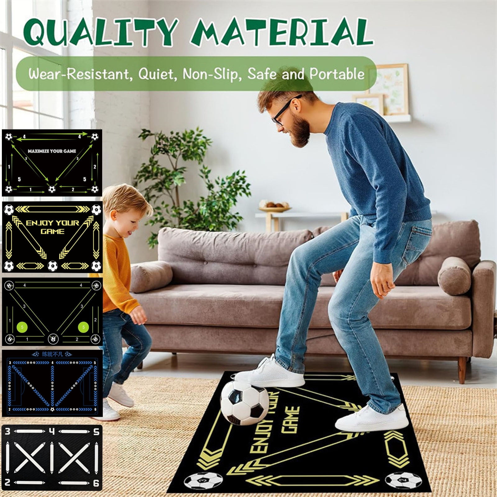 CASAFUN Football Footstep Training Mat, Slip And Noise Reduction ...
