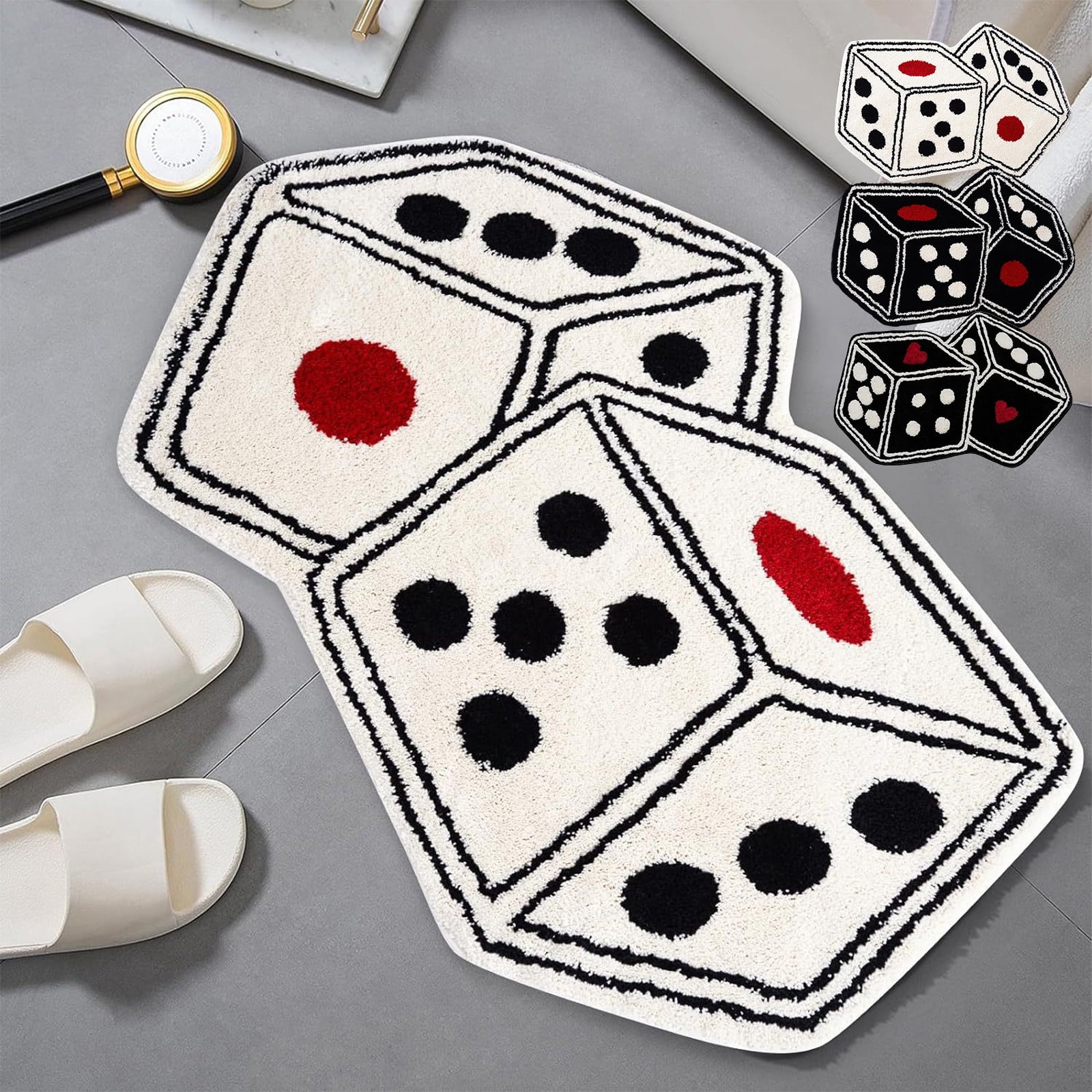 CASAFUN Game Dice Rugs Bedside Carpet Door Mat for Front Porch Patio ...