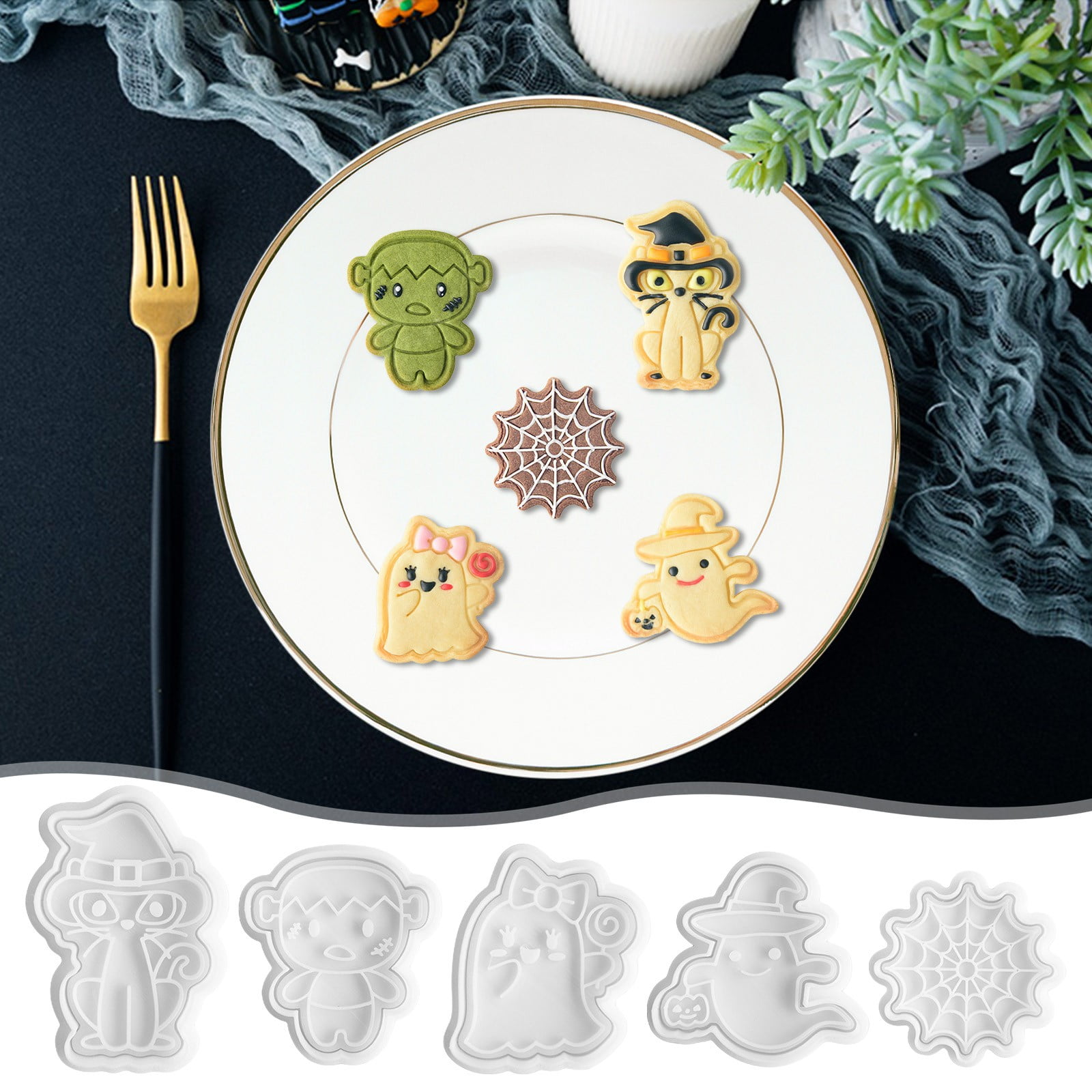 CASAFUN Halloween Cookie Cutters for Baking, Biscuit Cutters, Witch ...