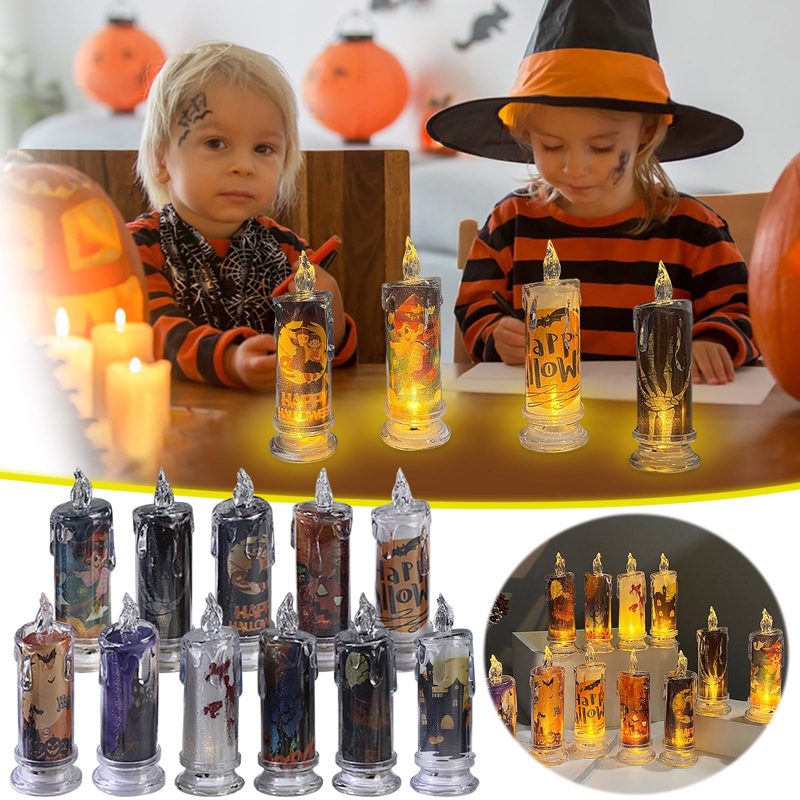 CASAFUN Halloween Flameless Flickering Candles, Battery Operated Real ...