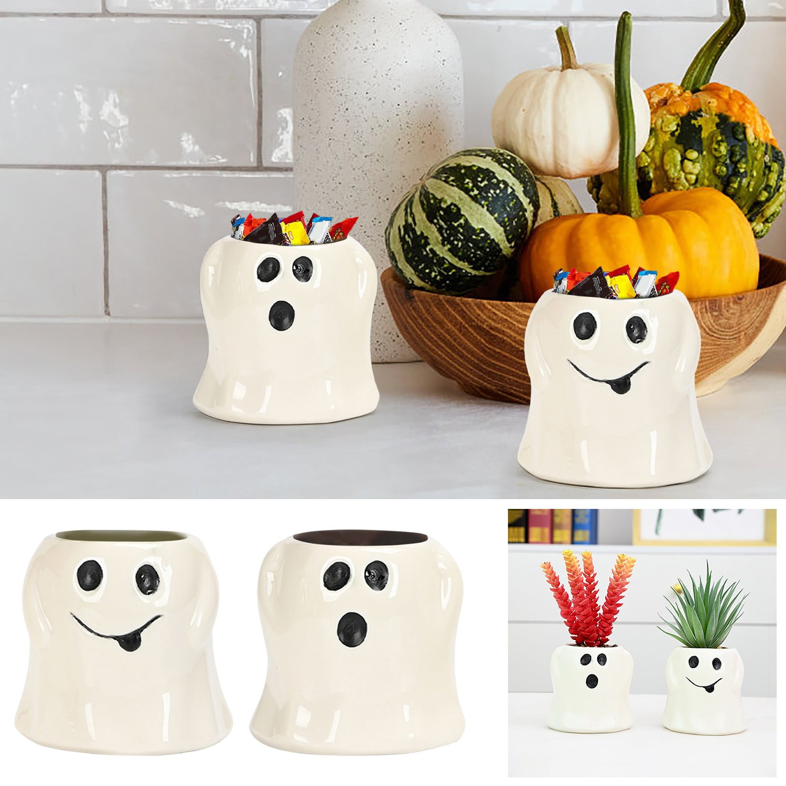 CASAFUN Halloween Ghost Bucket Decor, Ghost Planter, Ghost Vase, Cutest ...
