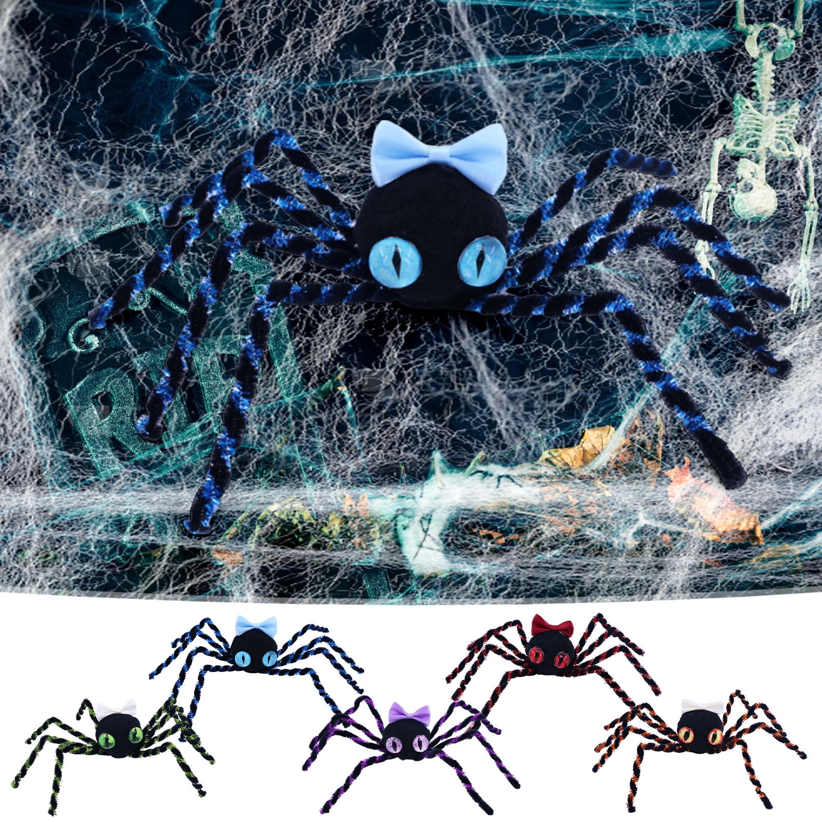 CASAFUN Halloween Giant Spider Realistic Hairy Spider Fake Large Plush ...