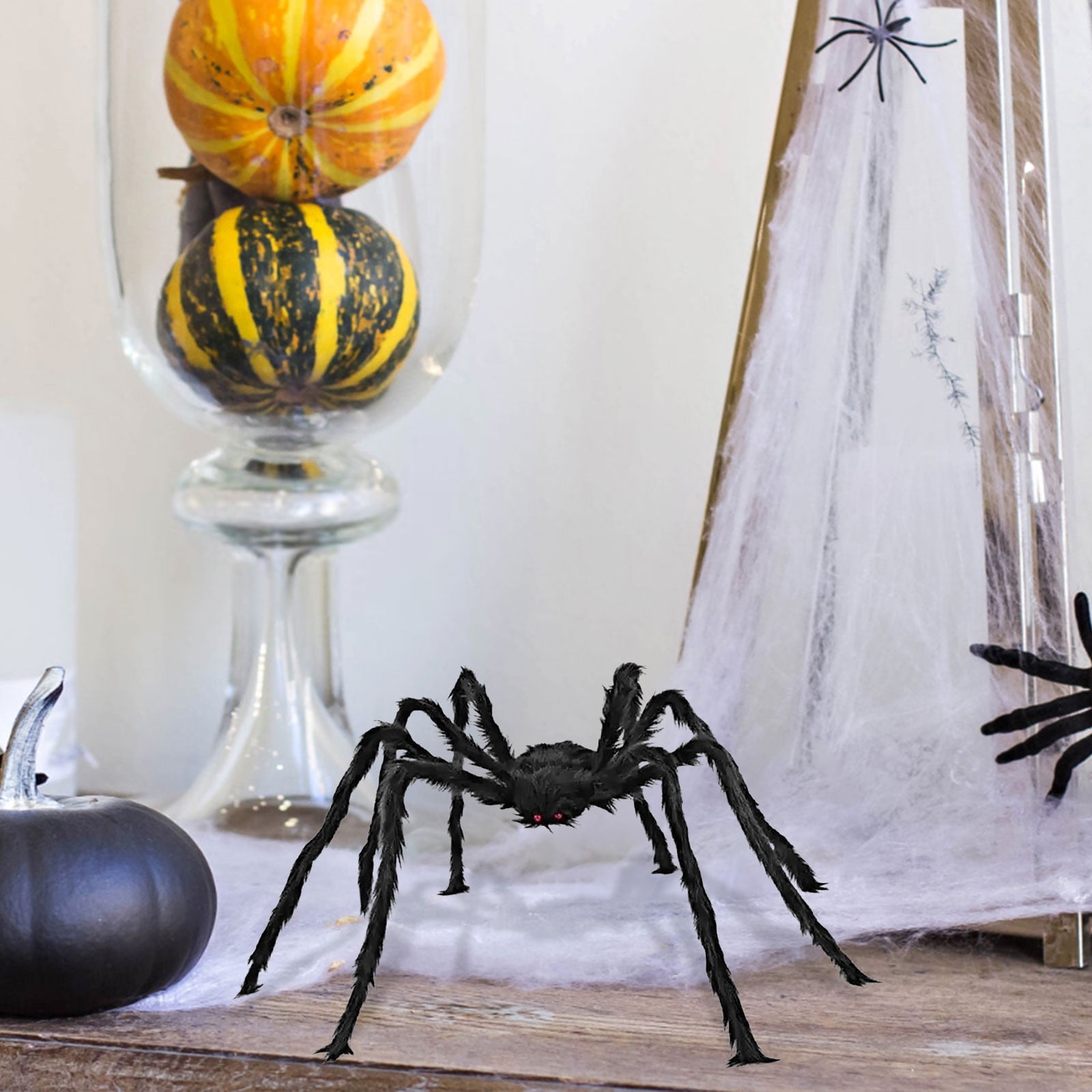 CASAFUN Halloween Giant Spider Realistic Hairy Spider with Ghost Skull ...