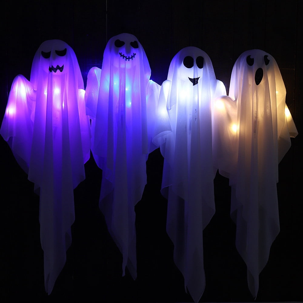 CASAFUN Halloween Hanging Ghosts Decorations Outdoor, Lighted Glowing ...