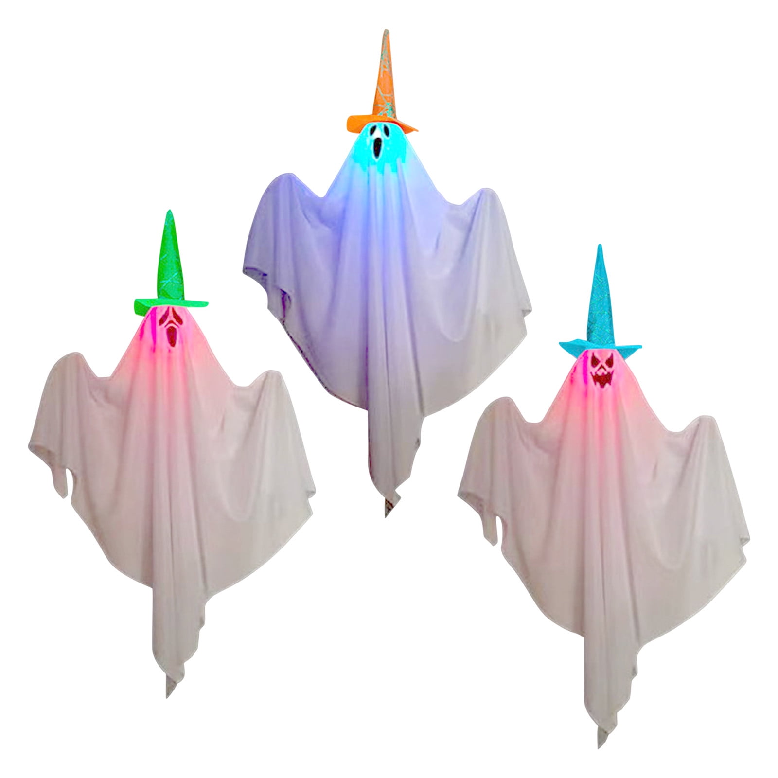 CASAFUN Halloween Hanging Ghosts Decorations Outdoor, Lighted Glowing ...