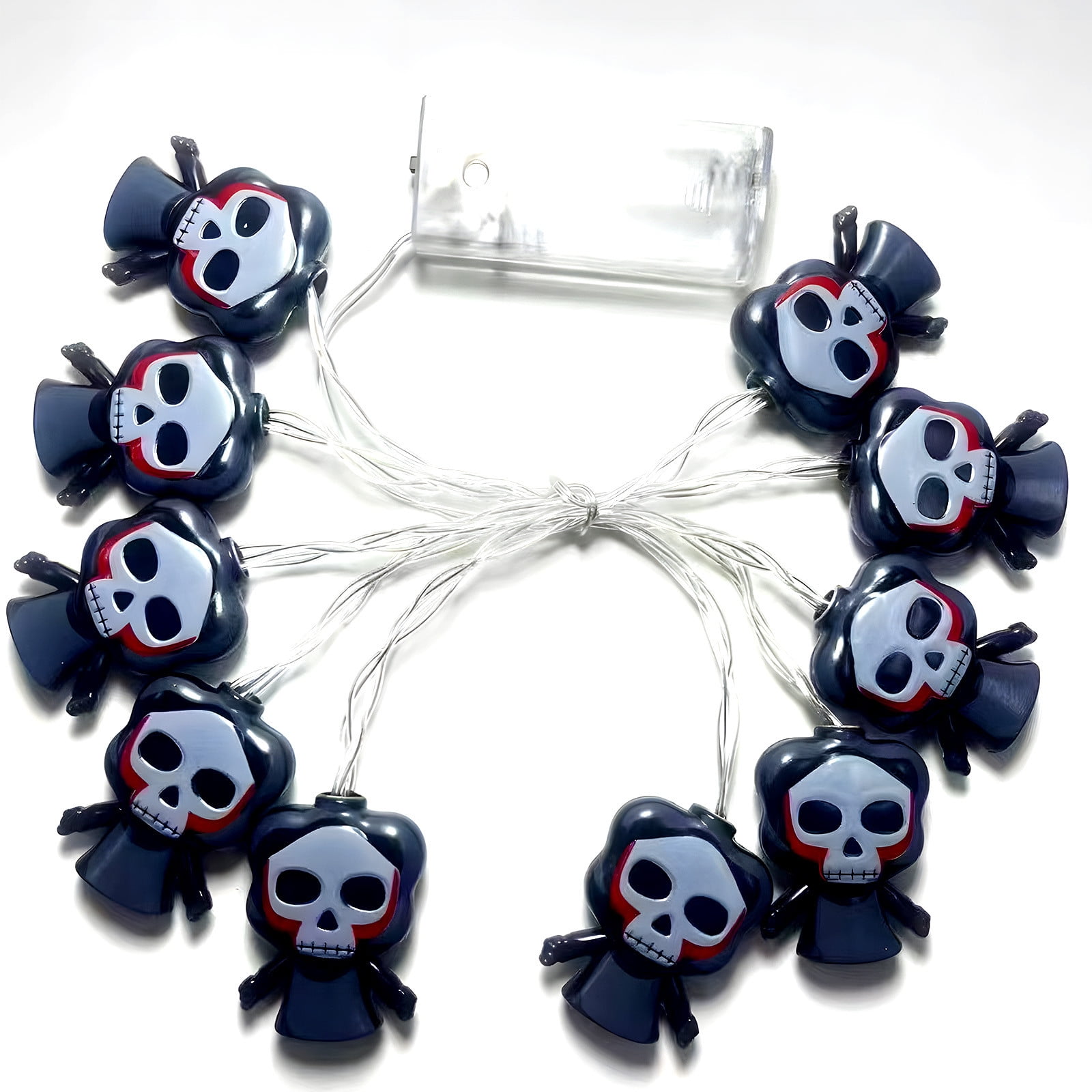 CASAFUN Halloween Outdoor Skull String Lights, Large Portable Hanging ...