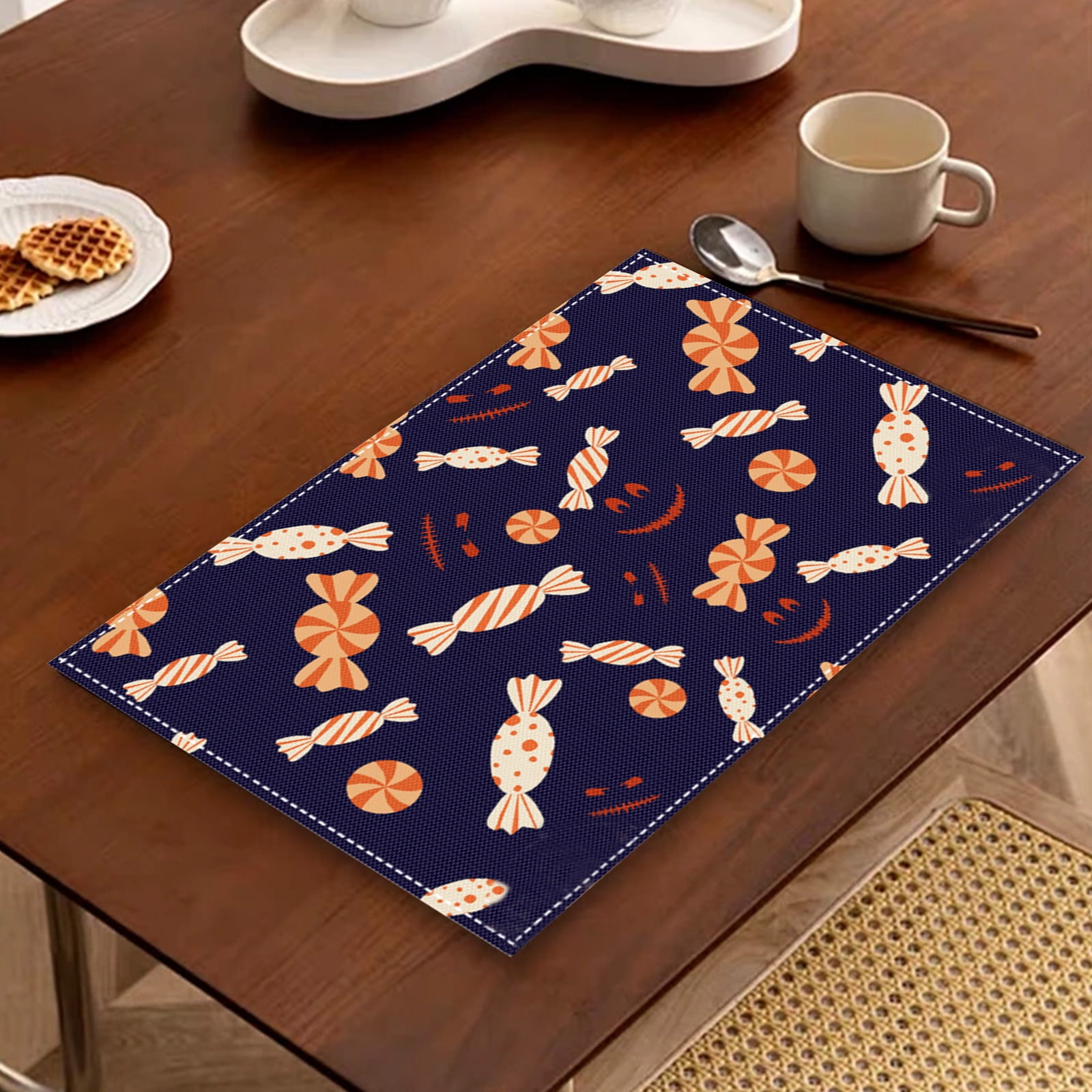CASAFUN Halloween Placemats, Cute Pumpkin Candy Insulation Mats Table ...