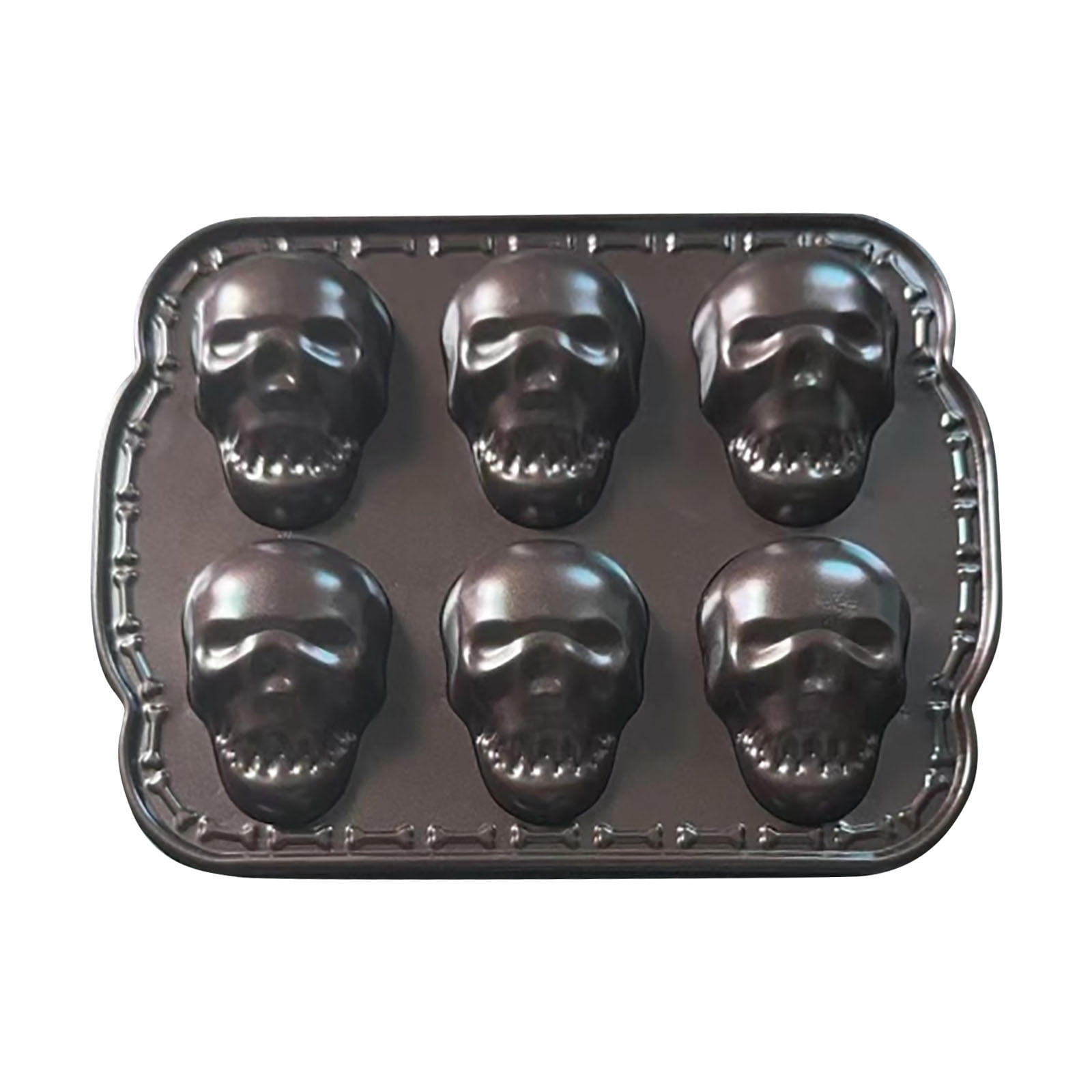 CASAFUN Halloween Skull Cake Pans, 6 Cavity Silicone Skull Baking Cake ...