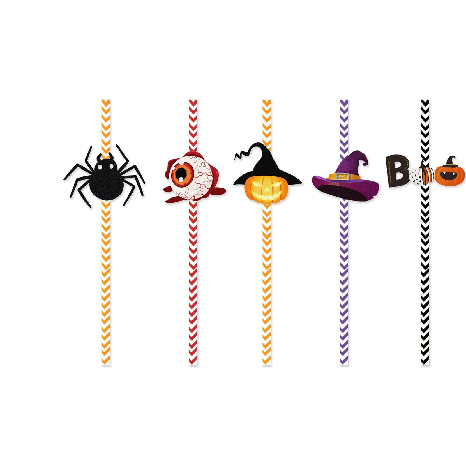 CASAFUN Halloween Straws, 24PCS Halloween Party Straws Paper Straight ...