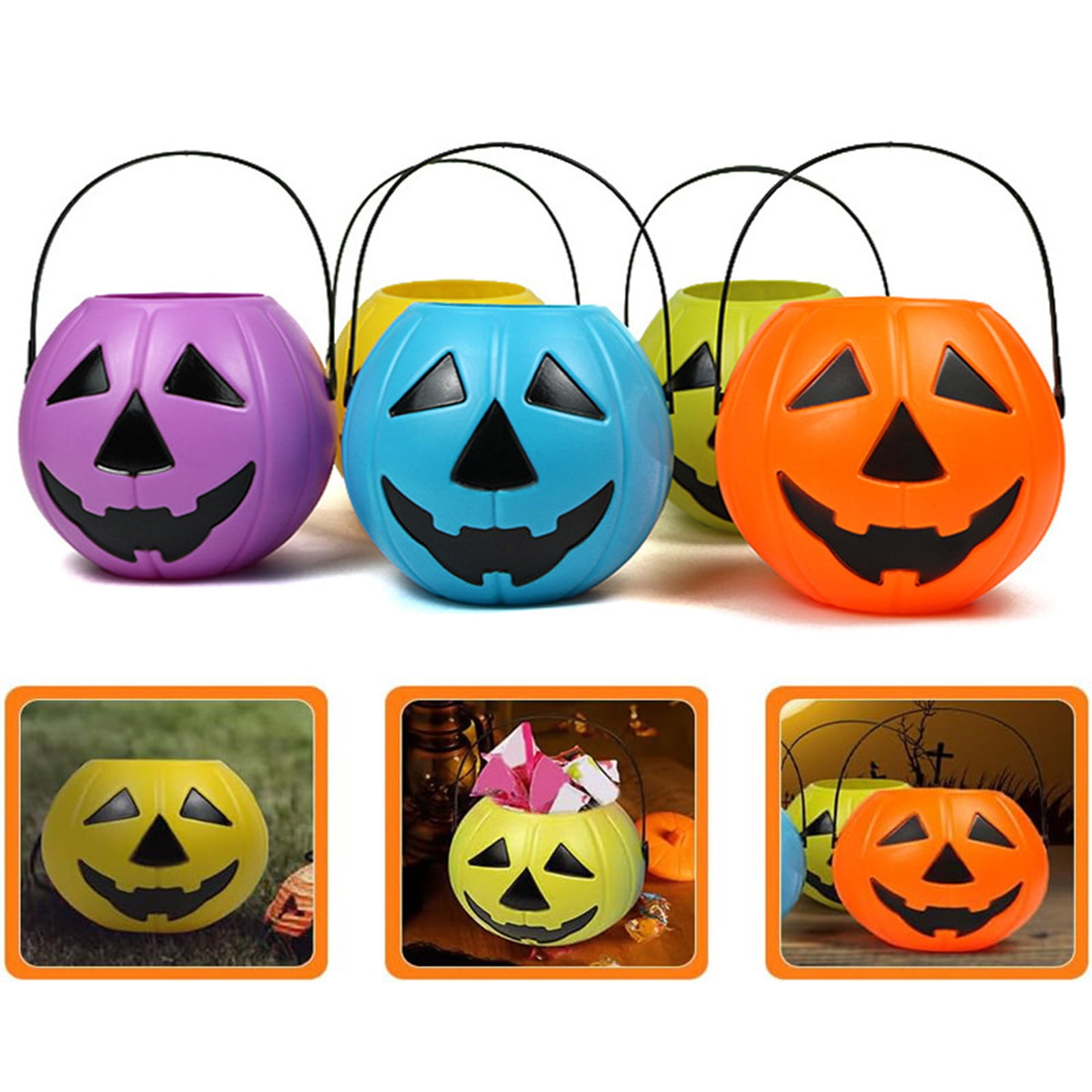 CASAFUN Halloween Trick or Treat Pumpkin Bucket, Jack O Lantern Candy ...