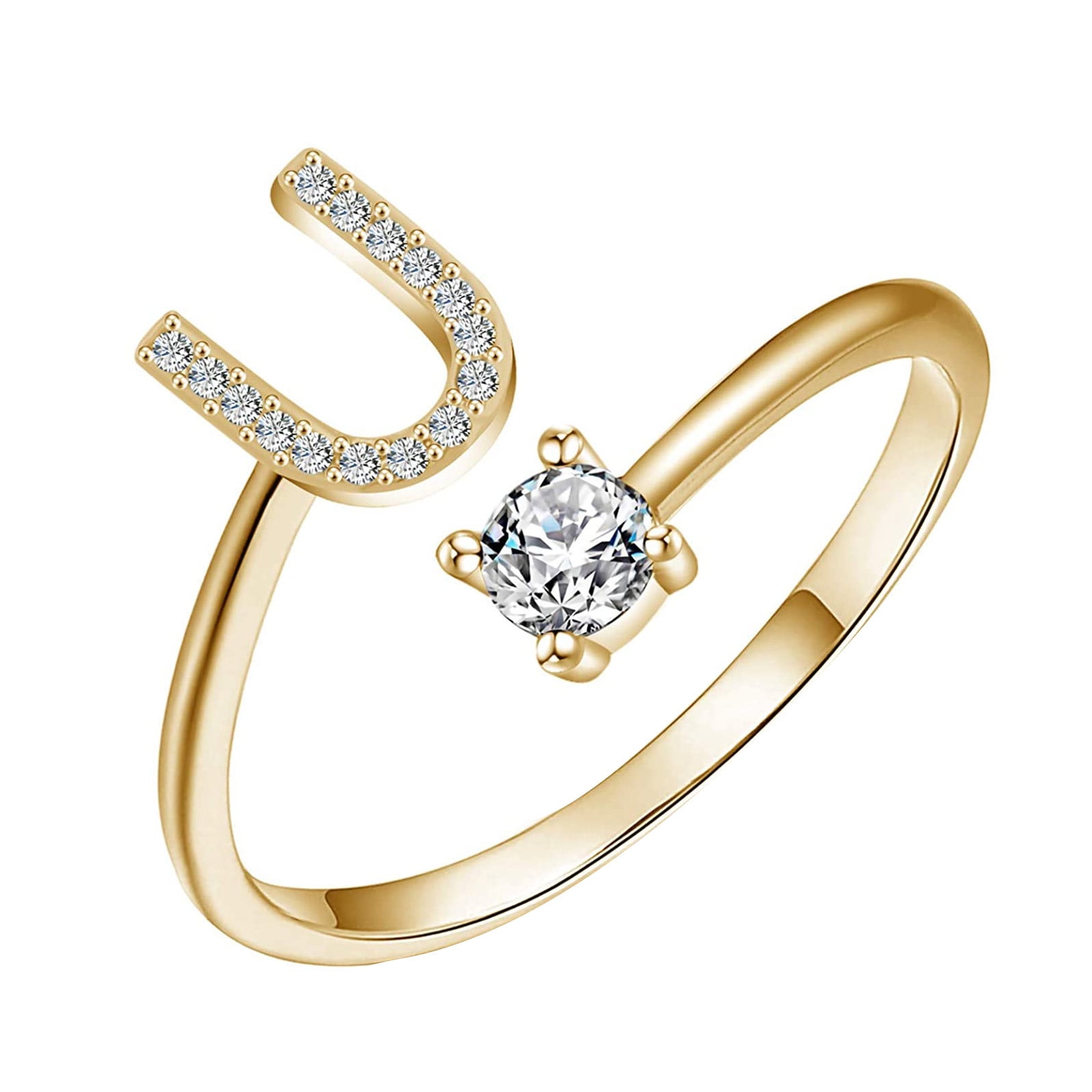 CASAFUN Initial Letter Ring for Women Silver Stackable 26 Letter ...