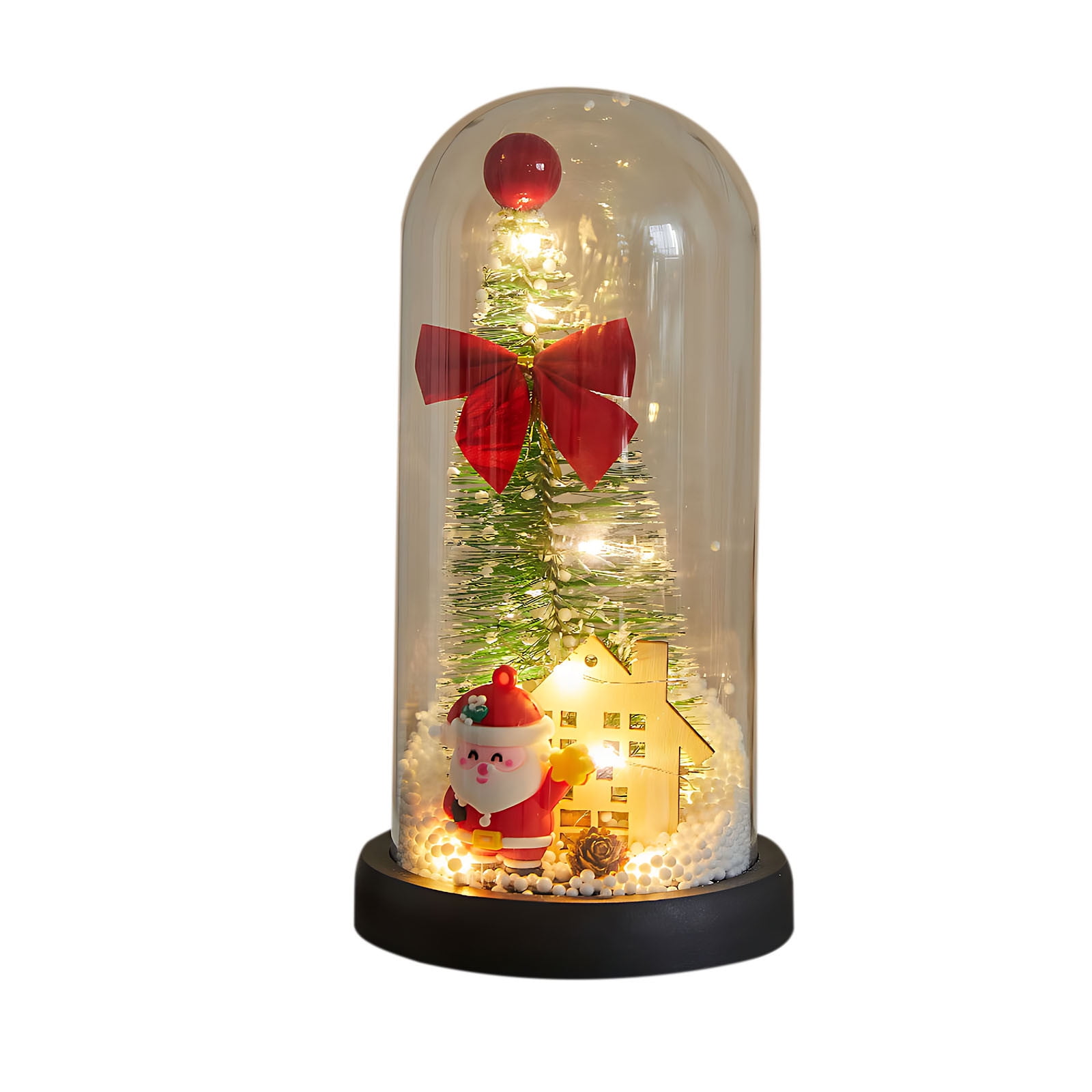CASAFUN LED Christmas Tree Cloche Glass Dome Santa Claus Display ...