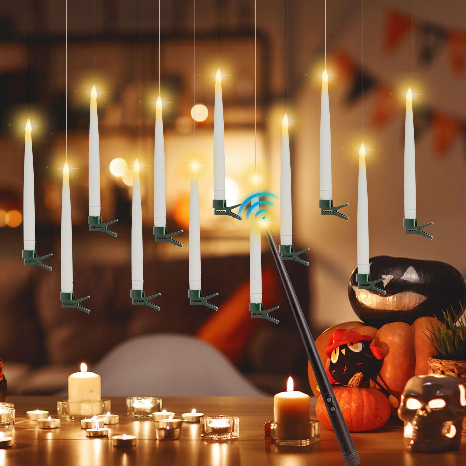 CASAFUN LED Flameless Flickering Mini Taper Clip-On Candles, Drip ...