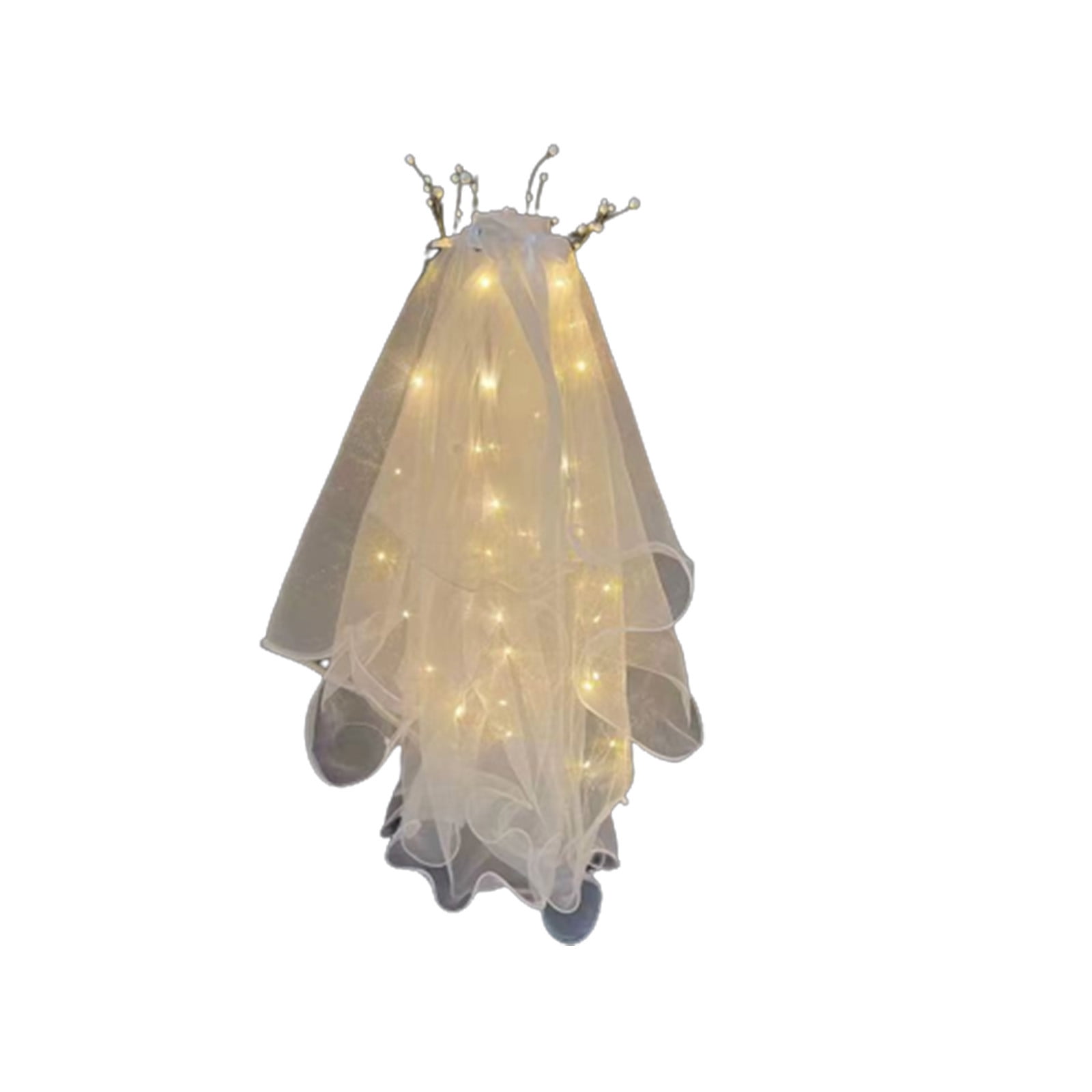 CASAFUN Light Up Wedding Bridal Veil 2 Tiers Bride Pearl Veils LED ...