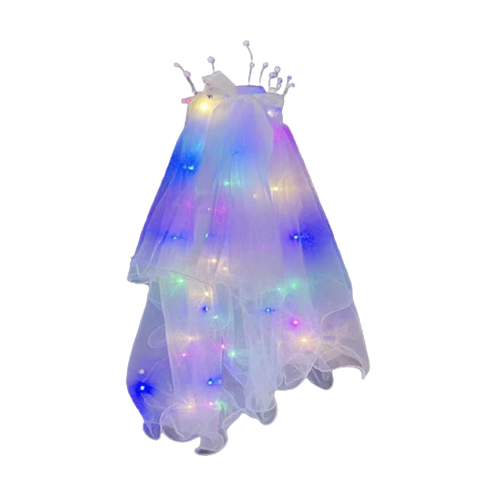 CASAFUN Light Up Wedding Bridal Veil 2 Tiers Bride Pearl Veils LED ...