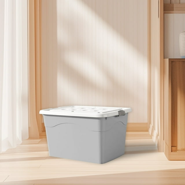 CASAFUN Lockable Storage Tote with Wheels & Lid Thickened Plastic Large ...