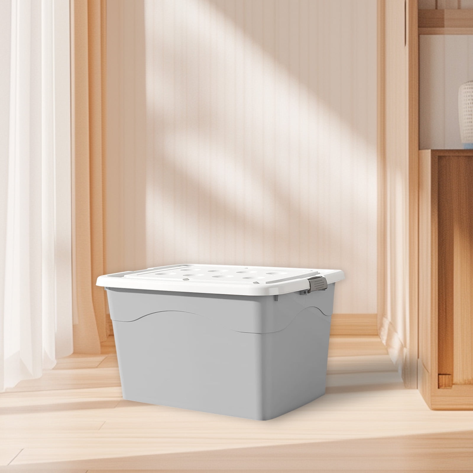 CASAFUN Lockable Storage Tote with Wheels & Lid Thickened Plastic Large ...