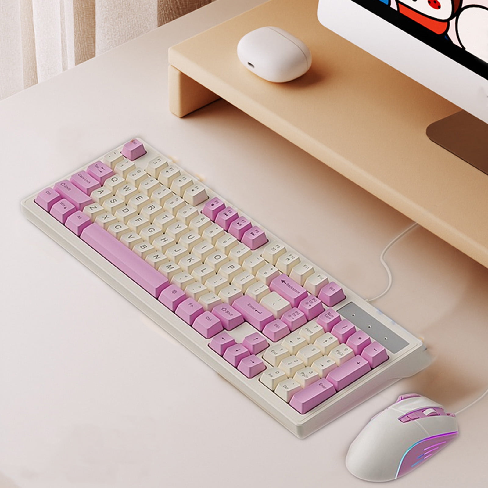CASAFUN Membrane Gaming Keyboard,98 Keys Three Spell Color Matching ...