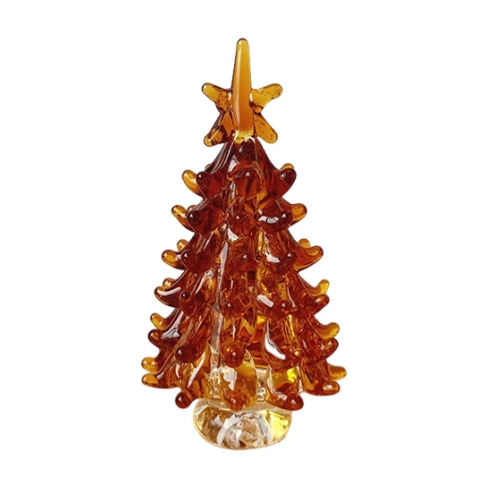 CASAFUN Mini Christmas Tree Glass Ornaments Small Glass Christmas Tree ...