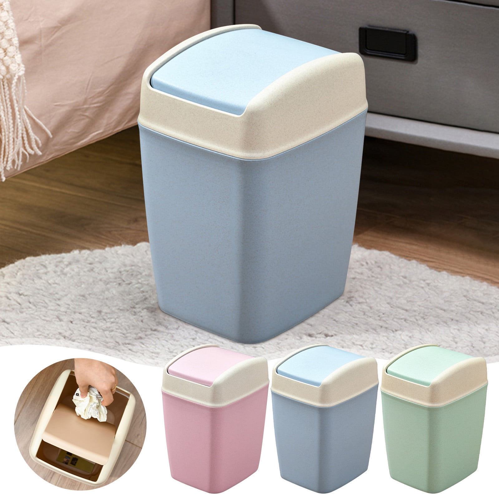 CASAFUN Modern Garbage Can with Cover,Trash Can with Flip Lid Garbage ...