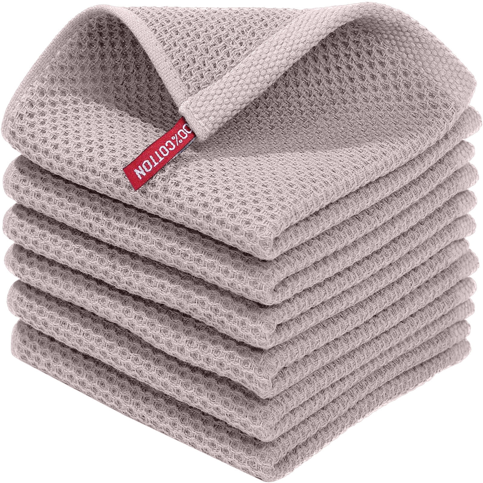 CASAFUN Natural Cotton Tidy Dish Cloths Rags With Hook, Waffle Weave ...