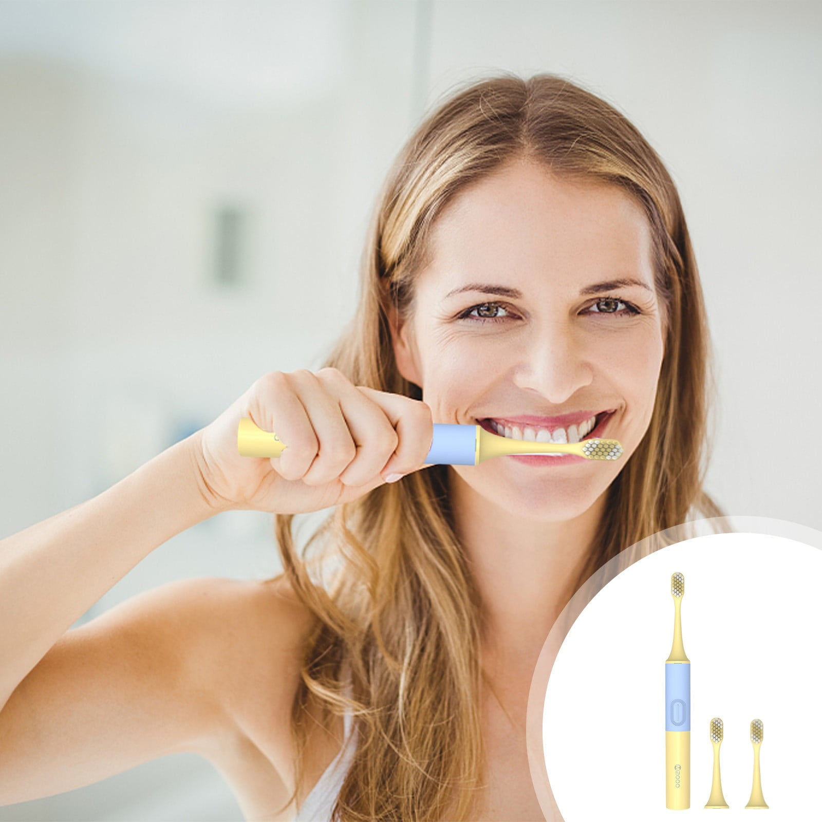 CASAFUN Portable Rotary Electric Toothbrush with 2 Brush Heads,Low ...