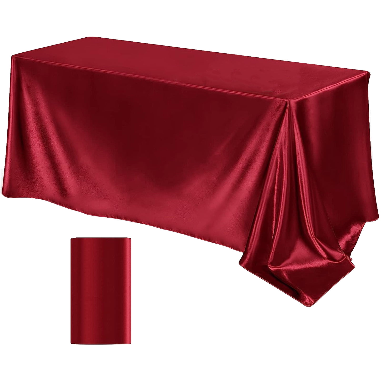 CASAFUN Satin Tablecloth Overlay Satin Table Cover Rectangle Bright ...