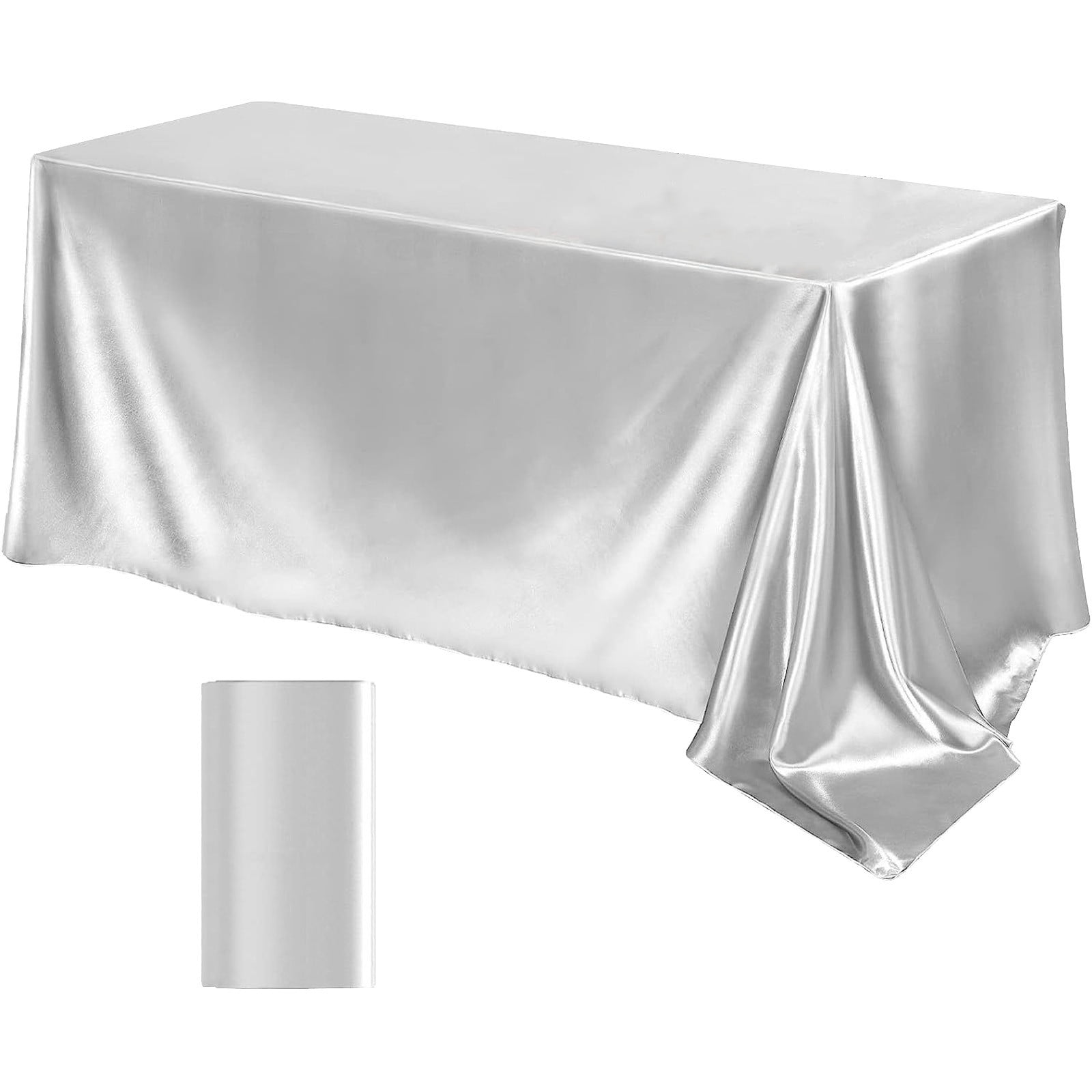 CASAFUN Satin Tablecloth Overlay Satin Table Cover Rectangle Bright ...