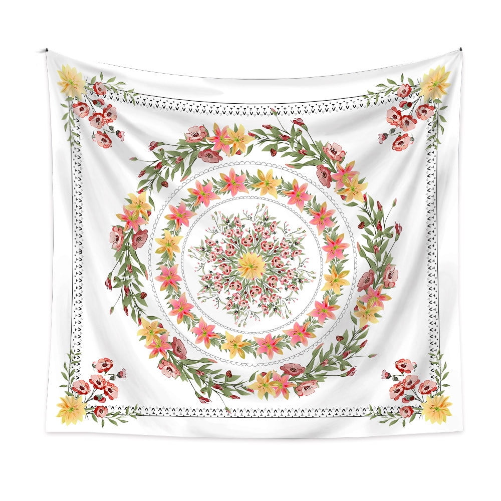 CASAFUN Sketched Floral Medallion Tapestry, Bohemian Mandala Wall ...