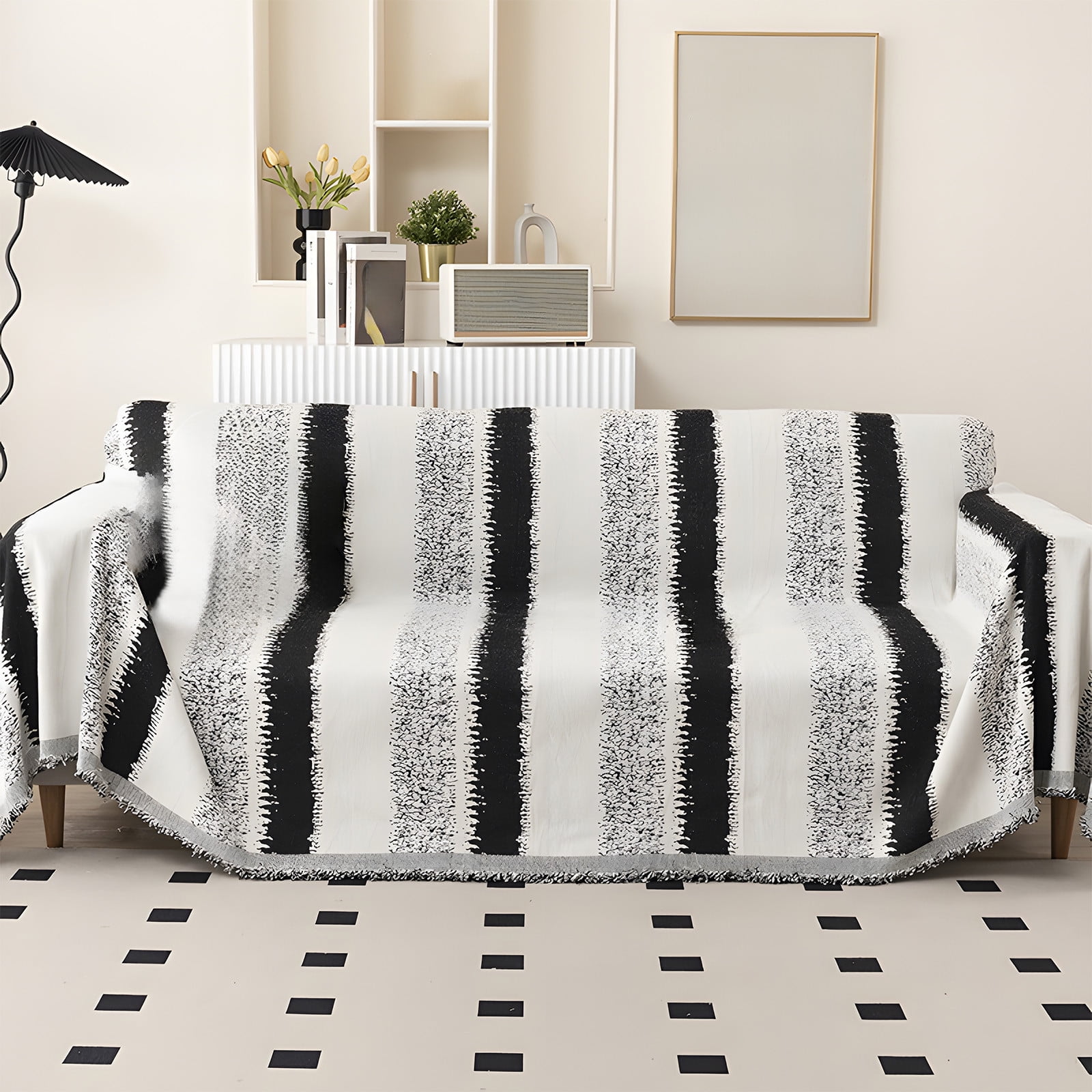 CASAFUN Striped Throw Blanket for Hot Sleepers Night Sweats,Ultra-Soft ...