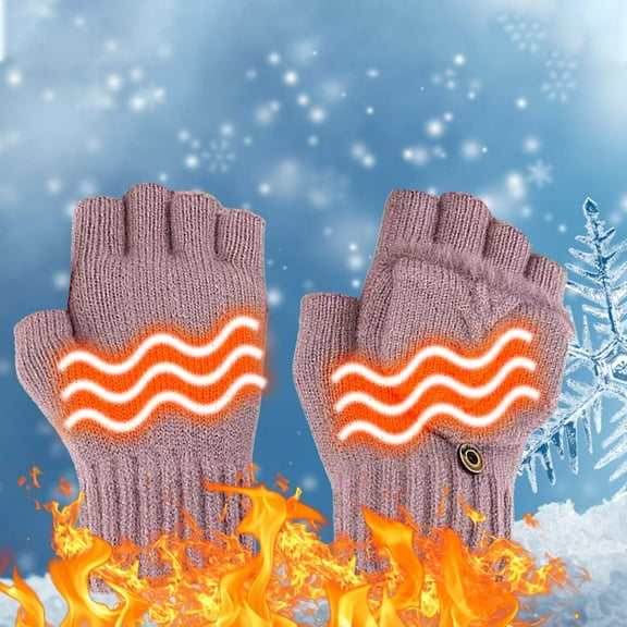 C Usb Heated Gloves For Women And Men Full And Half Fingerless Winter ...
