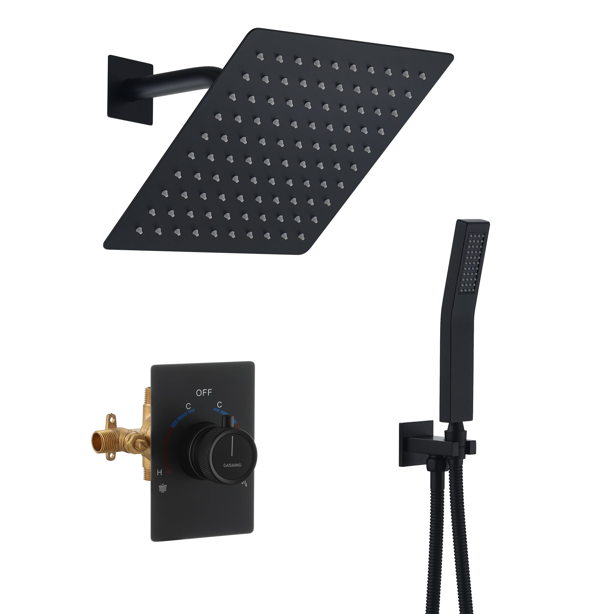 CASAINC 2 Function Wall Mounted Bathroom Shower Heads 1 Spray Shower ...