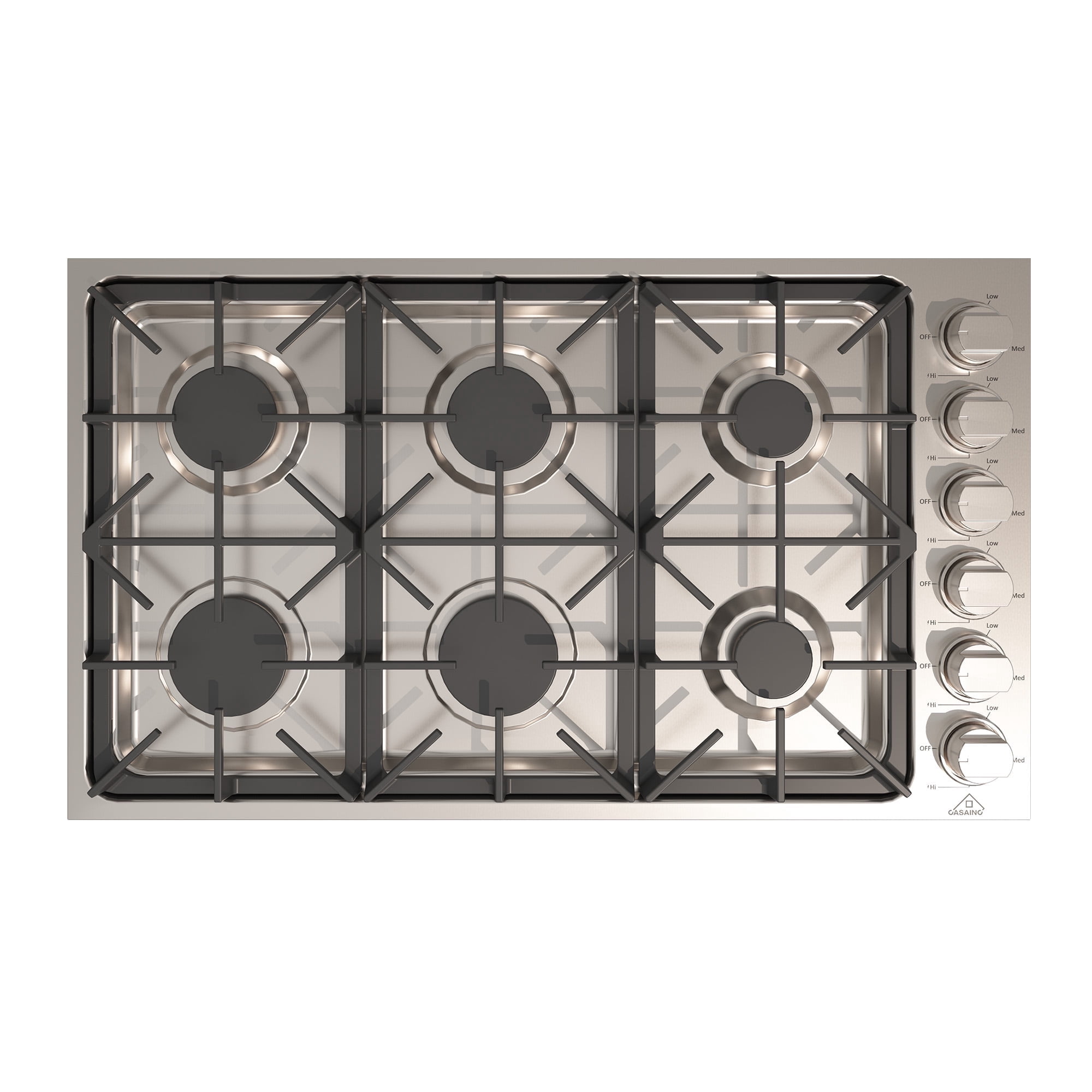 CASAINC 36 in. 6 Burners Recessed Gas Cooktop in Stainless Steel with ...