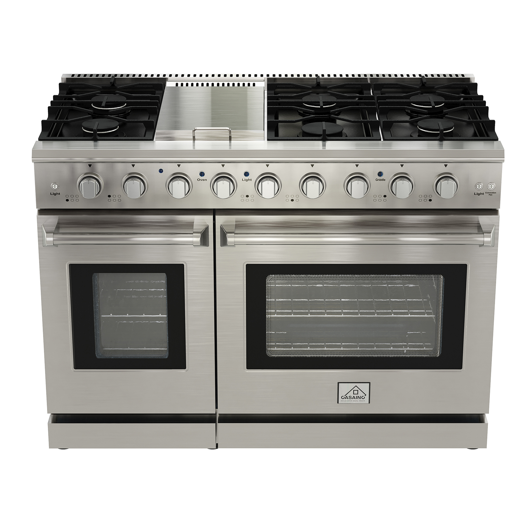 CASAINC 48 in. 6.8 cu. ft. Front Control Freestanding Double Ovens Gas ...