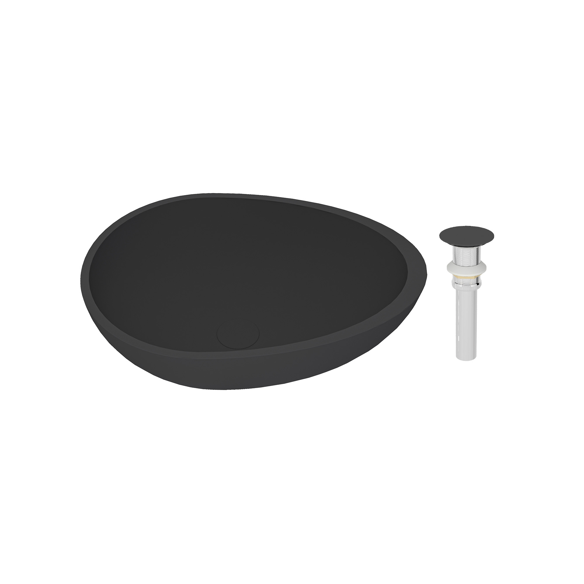 CASAINC Concrete Egg-Shaped Bathroom Vessel Sink Black Earth with ...