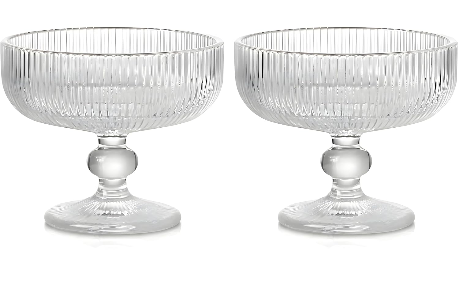 CASAQUA Sundae Ice Cream Glass Bowl Stripes Clear Glass Fruit Parfait ...