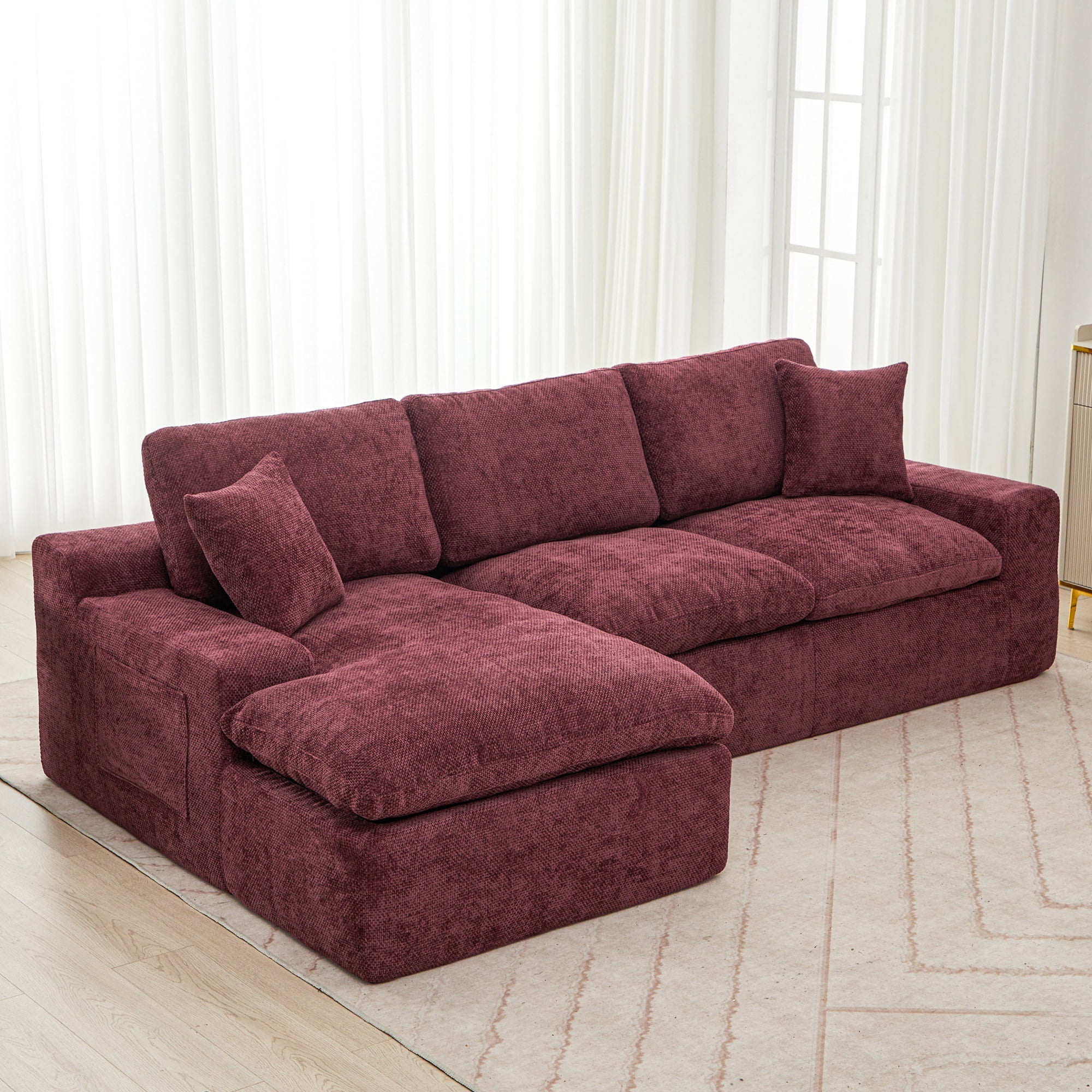 CASAROUND Cloud Sectional Sofa 107.9" Upholstered Sofa Couch with ...