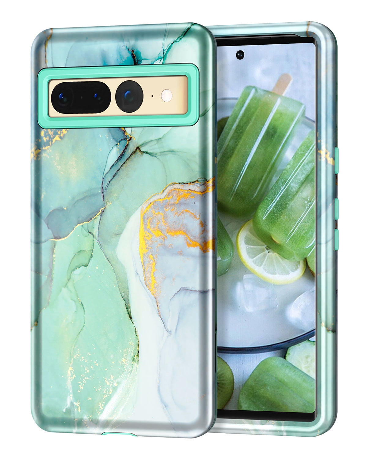 CASEFIV for Google Pixel 7 Pro Case,Marble Pattern 3 in 1 Heavy Duty ...