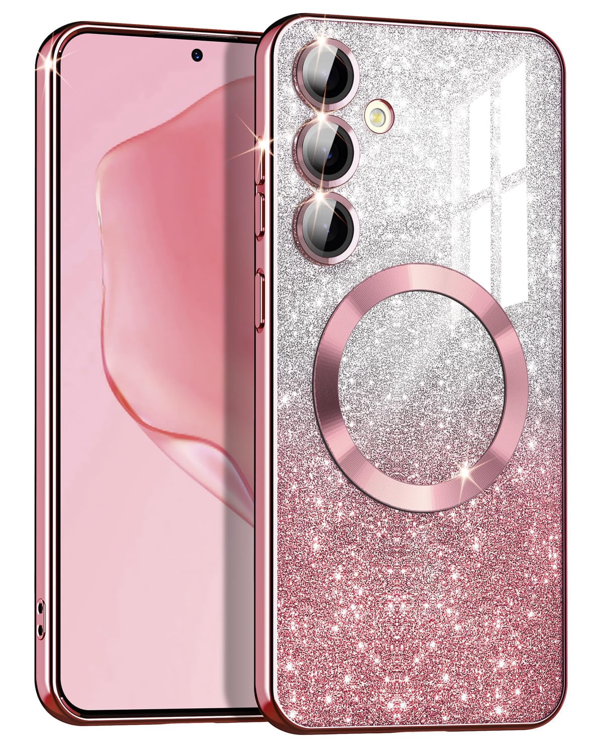 CASEFIV Magnetic Glitter Gradient Sparkle Cell Phone Case for Samsung ...
