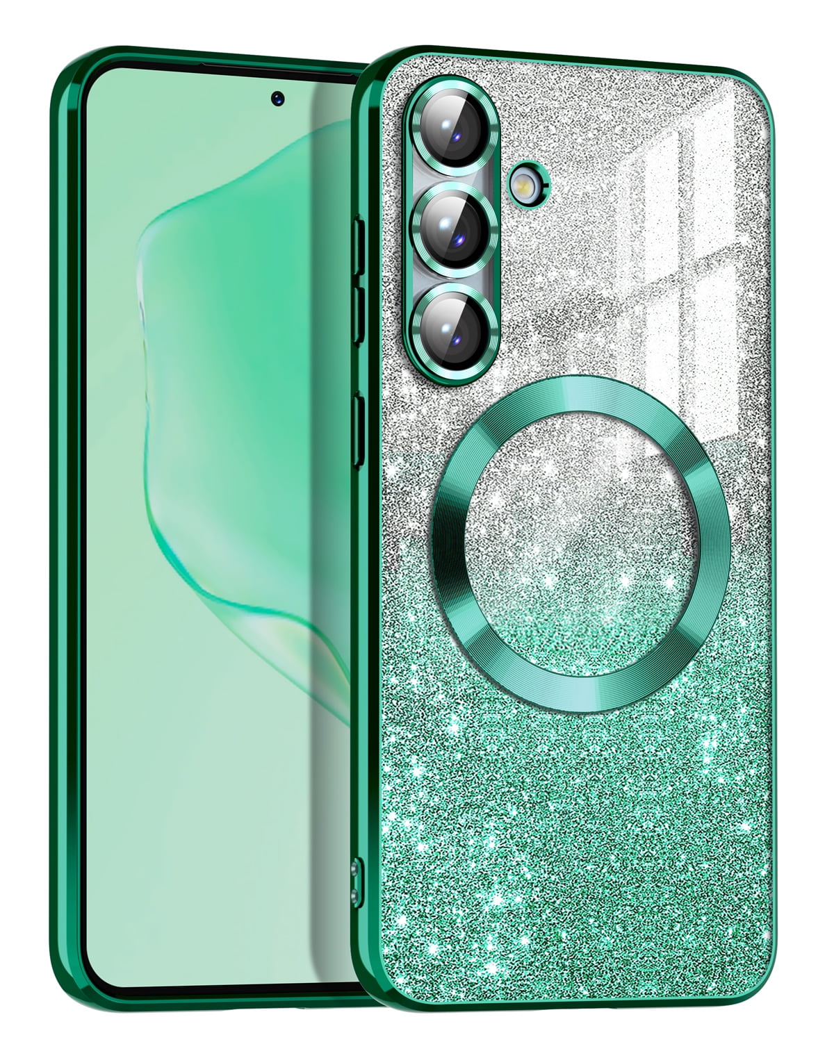 CASEFIV for Samsung Galaxy S25 Plus Case,Compatible with MagSafe,Clear Magnetic Glitter Sparkle ...