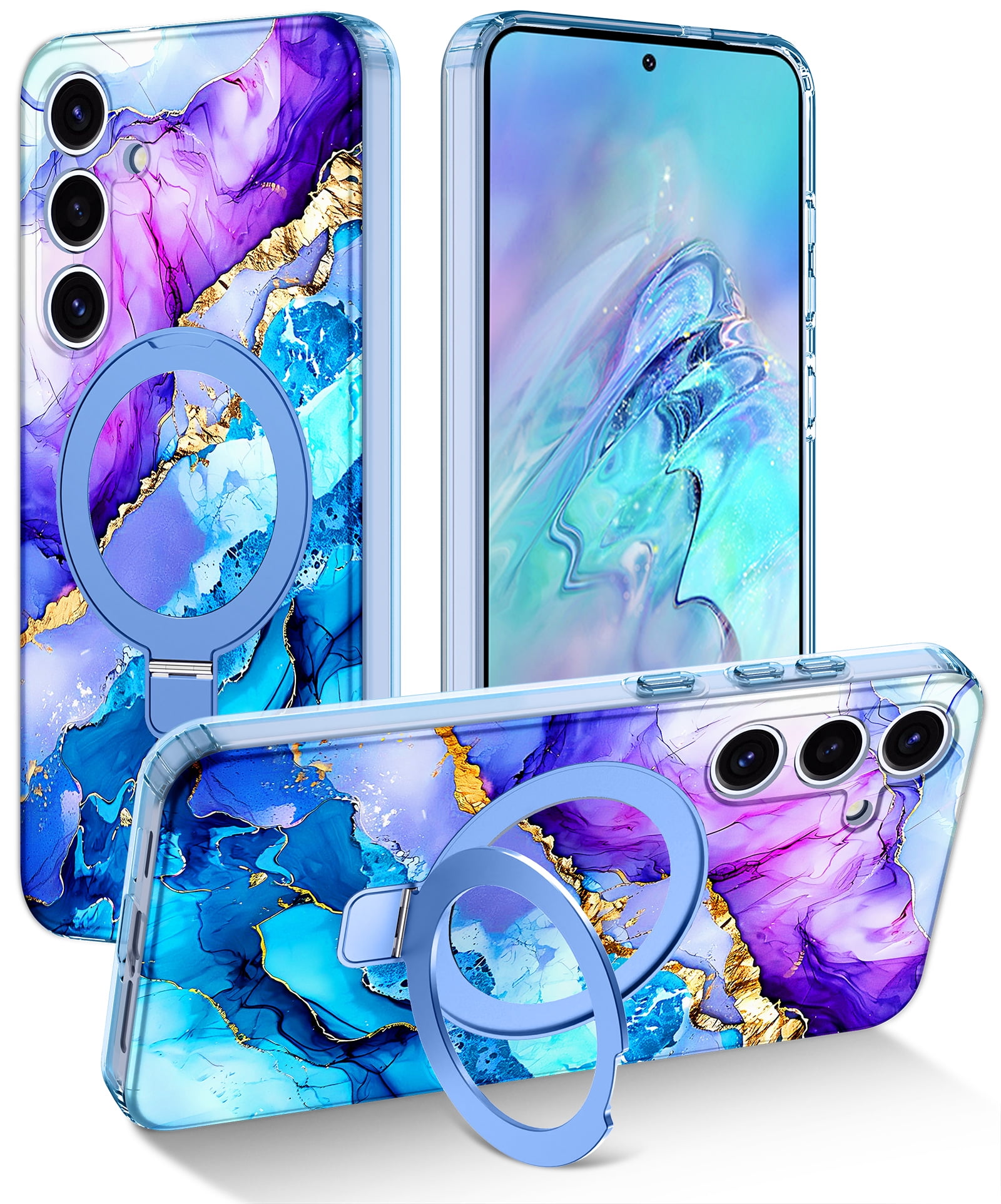 CASEFIV for Samsung Galaxy S25 Plus Case with Magnetic Invisible Ring Stand [Compatible with ...