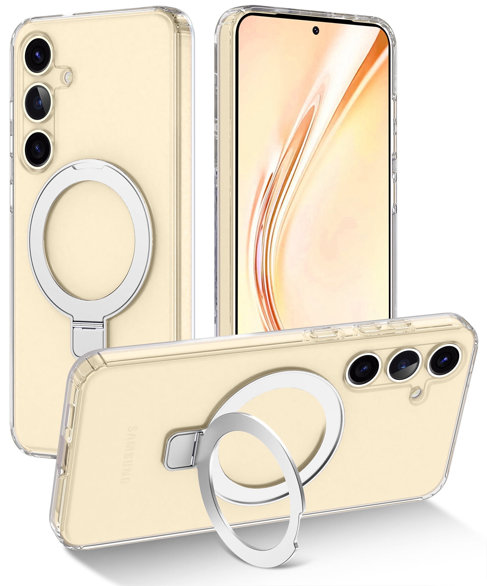 CASEFIV for Samsung Galaxy S25 Plus Case with Magnetic Invisible Ring Stand [Compatible with ...