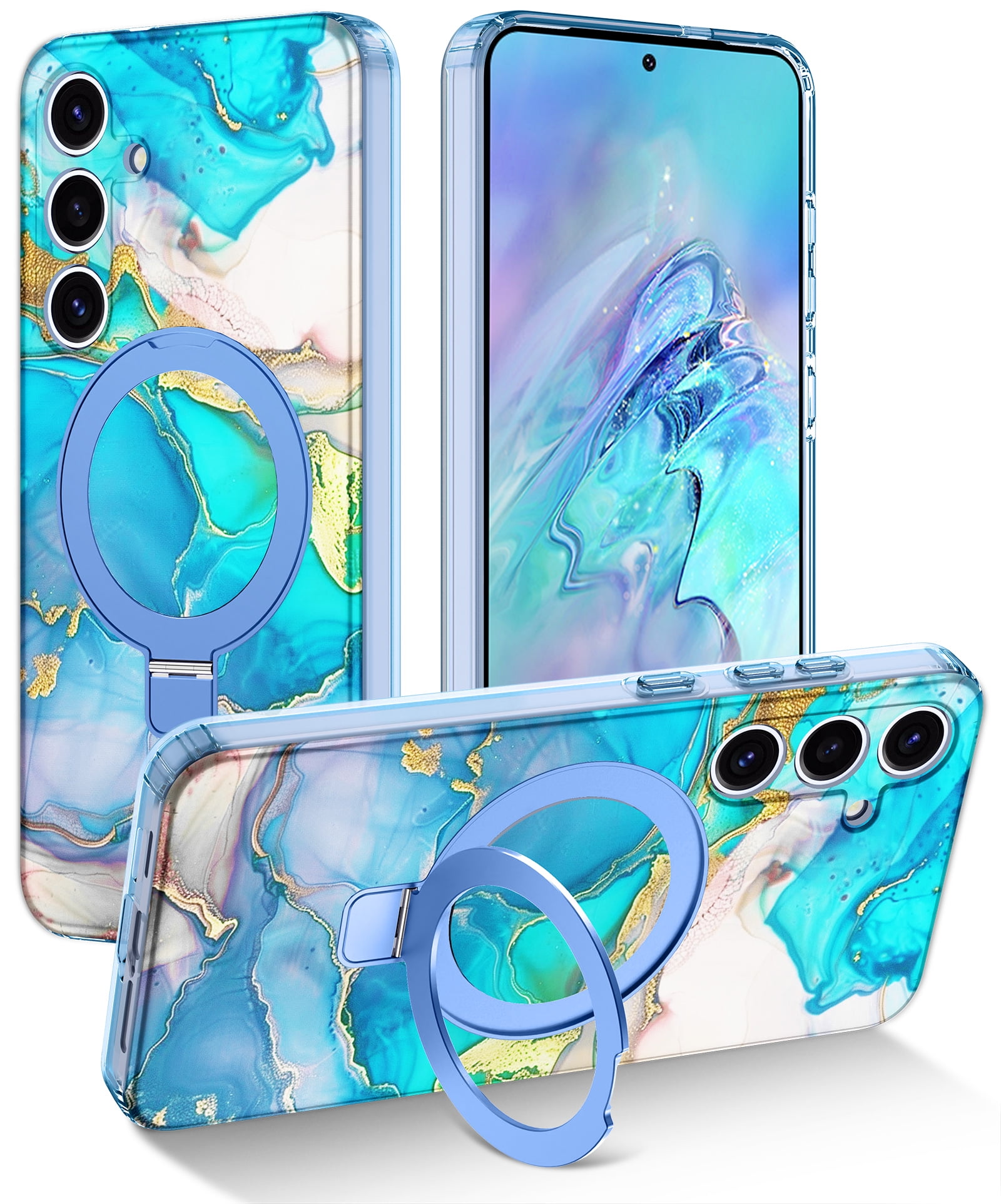 CASEFIV for Samsung Galaxy S25 Plus Case with Magnetic Invisible Ring Stand [Compatible with ...