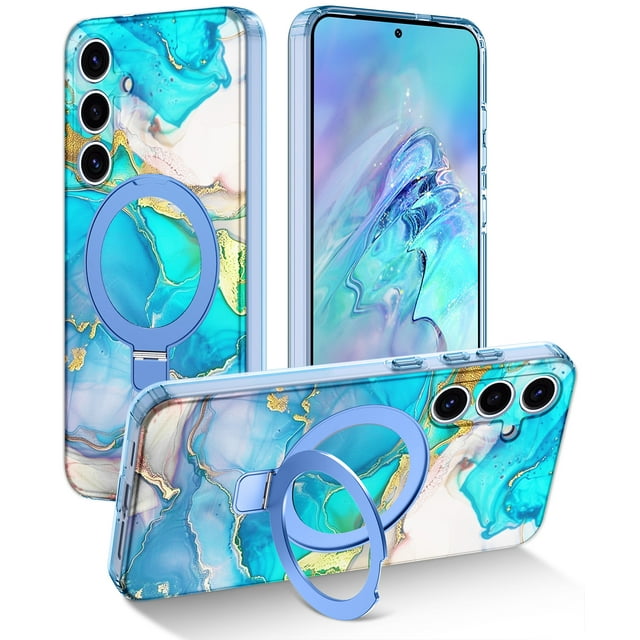 CASEFIV for Samsung Galaxy S25 Plus Case with Magnetic Invisible Ring Stand [Compatible with ...