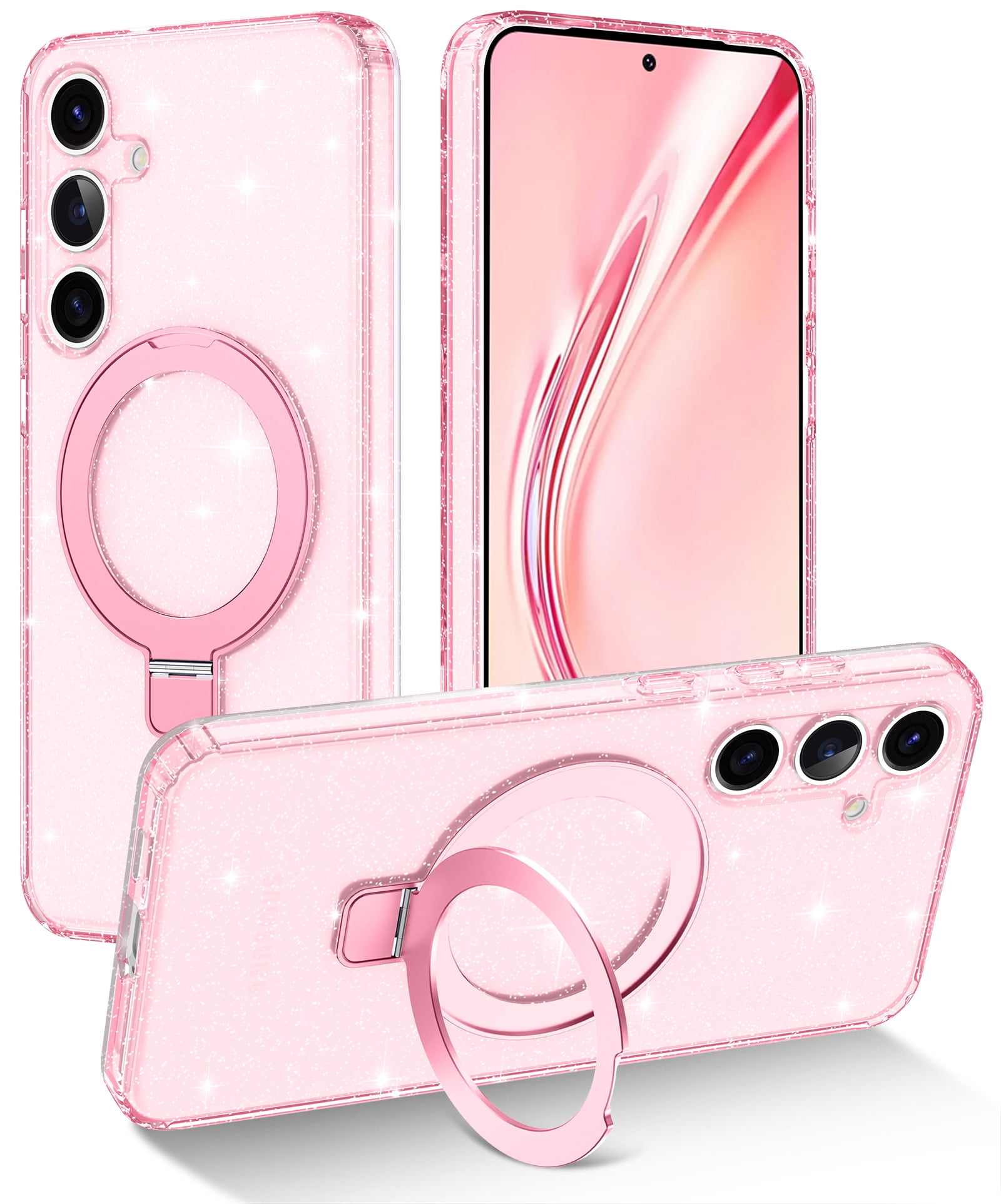 CASEFIV for Samsung Galaxy S25 Plus Case with Magnetic Invisible Ring Stand [Compatible with ...