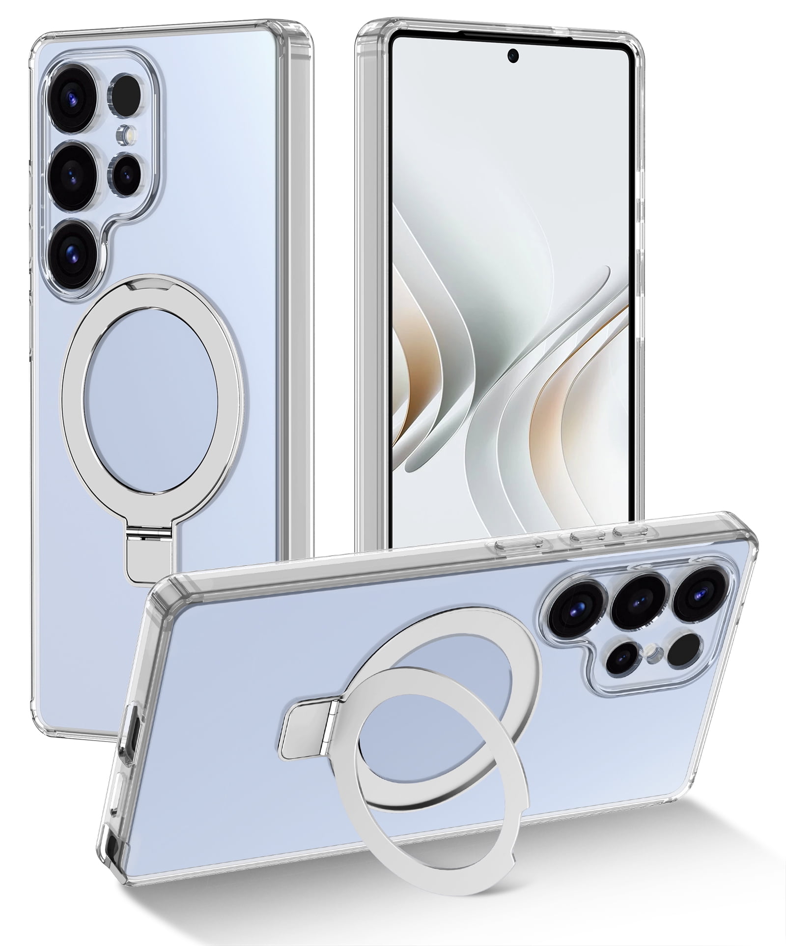 CASEFIV for Samsung Galaxy S25 Ultra Case with Magnetic Invisible Ring Stand [Compatible with ...