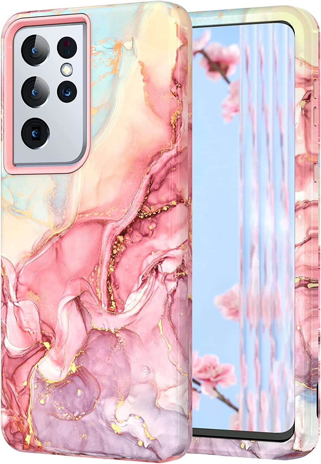 CASEFIV for Galaxy S21 Ultra Case,Marble Pattern Heavy Duty Shockproof ...