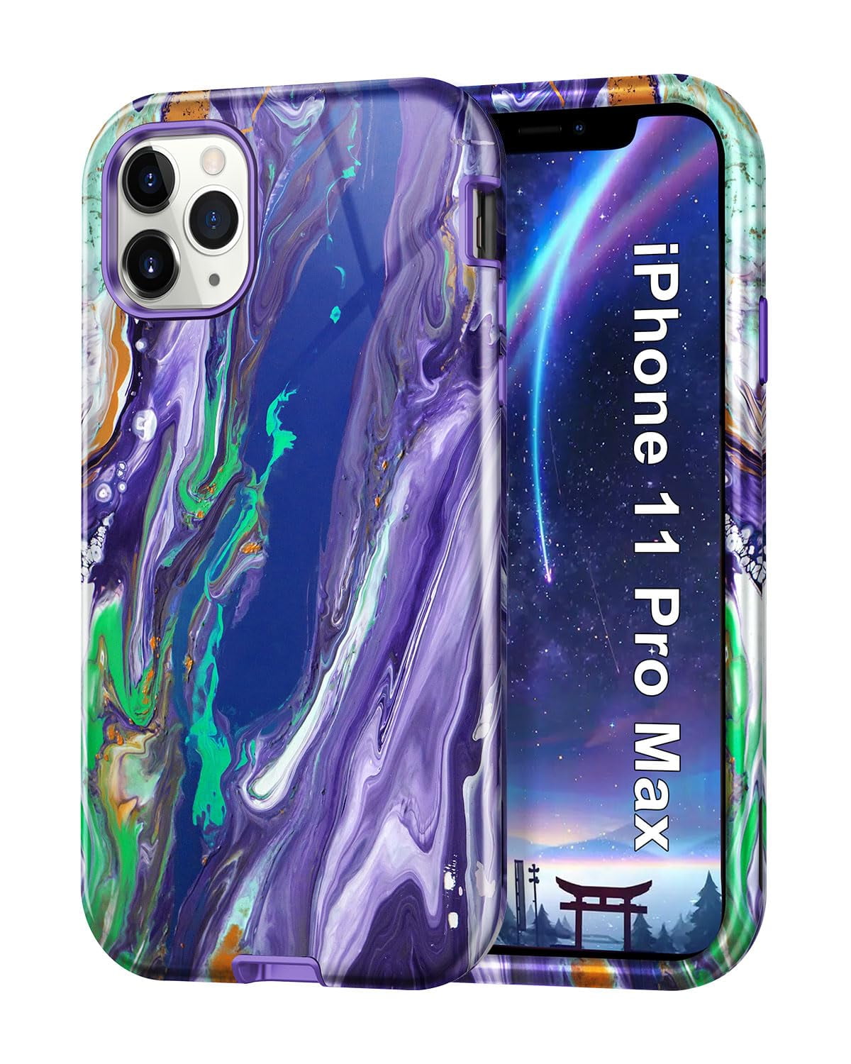 CASEFIV for iPhone 11 Pro Max Case,Marble Pattern 3 in 1 Heavy Duty ...